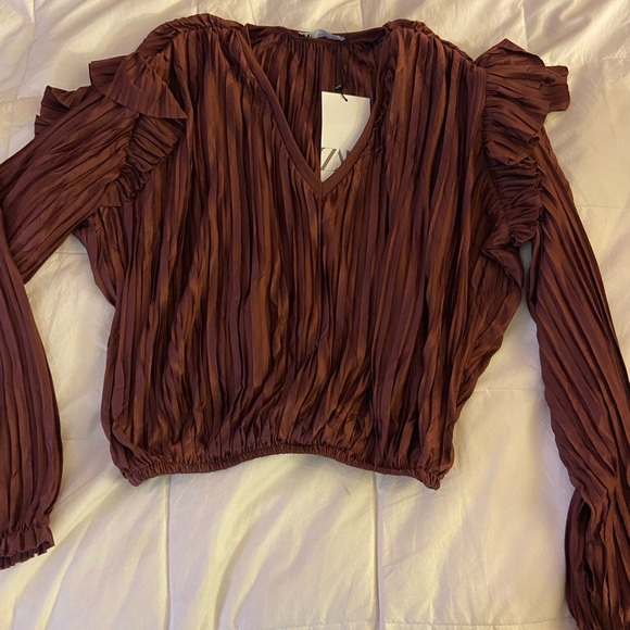 Zara | Tops | Nwt Zara Burgundymaroon Silk Top | Poshmark